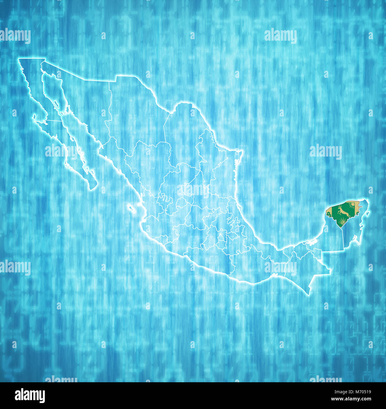 emblem of Yucatan state on map with administrative divisions and ...