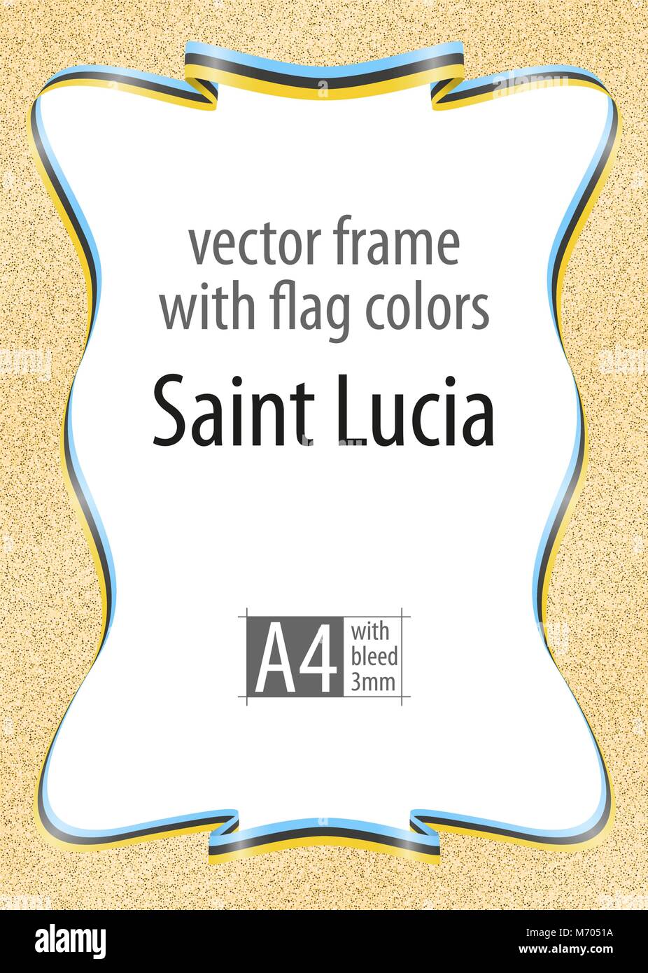 Frame and border of ribbon with the colors of the Saint Lucia flag ...