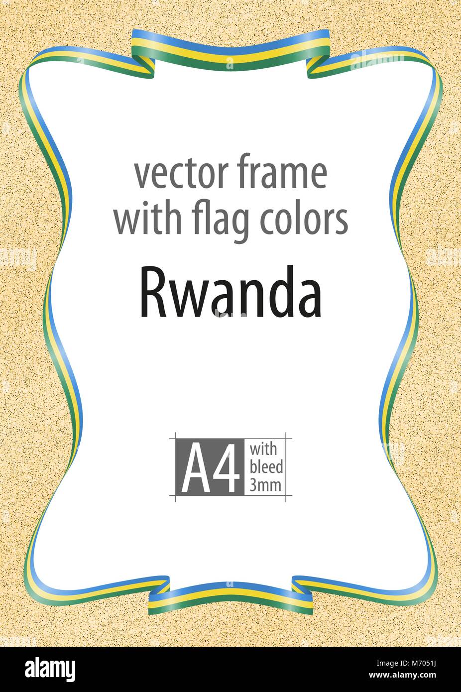 Frame and border of ribbon with the colors of the Rwanda flag, template ...
