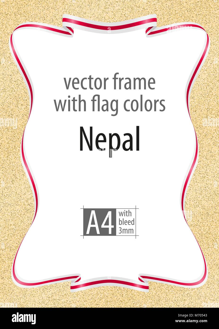 Frame and border of ribbon with the colors of the Nepal flag, template ...