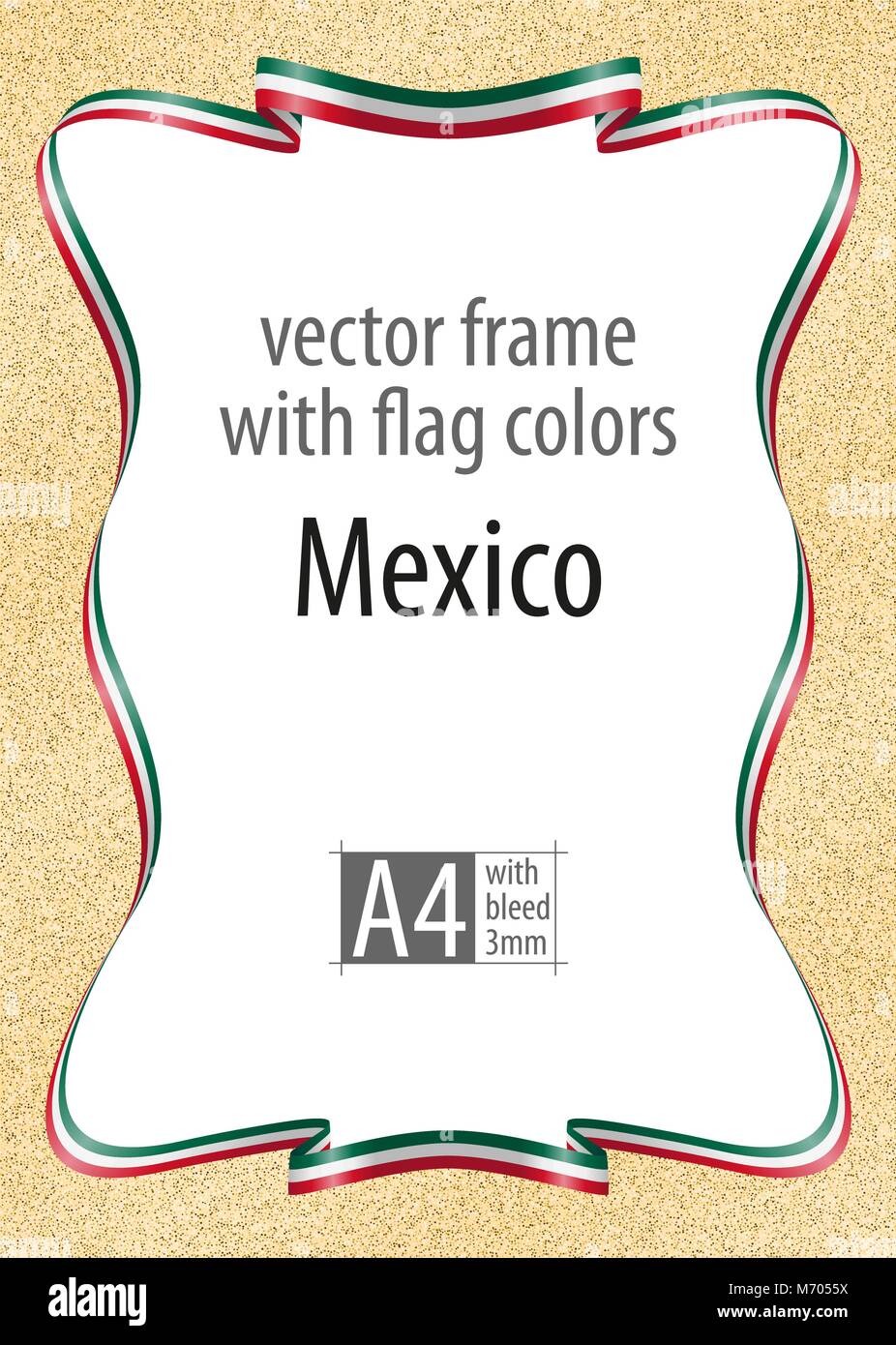 Frame and border of ribbon with the colors of the Mexico flag, template ...