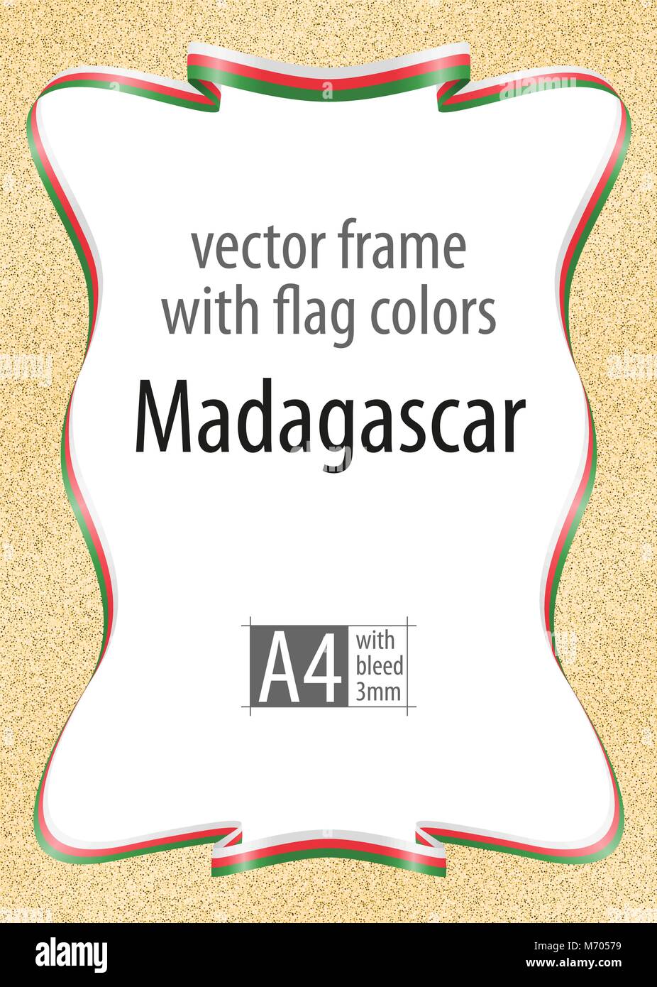 Frame and border of ribbon with the colors of the Madagascar flag ...