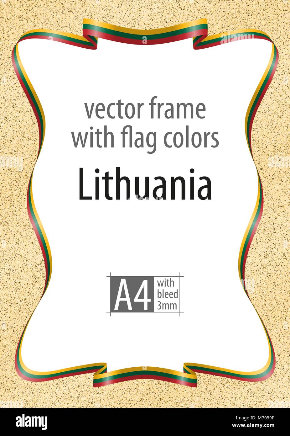 Frame and border of ribbon with the colors of the Lithuania flag ...