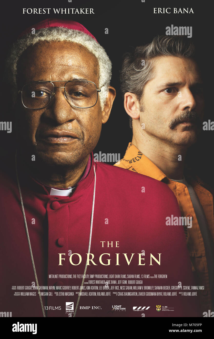 THE FORGIVEN, poster, left: Forest Whitaker as Desmond Tutu, Eric Bana ...