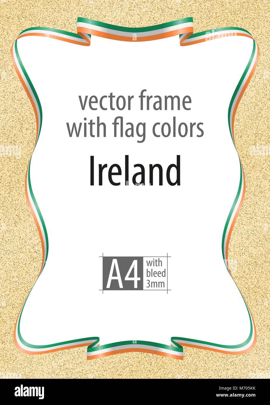 Frame and border of ribbon with the colors of the Ireland flag ...