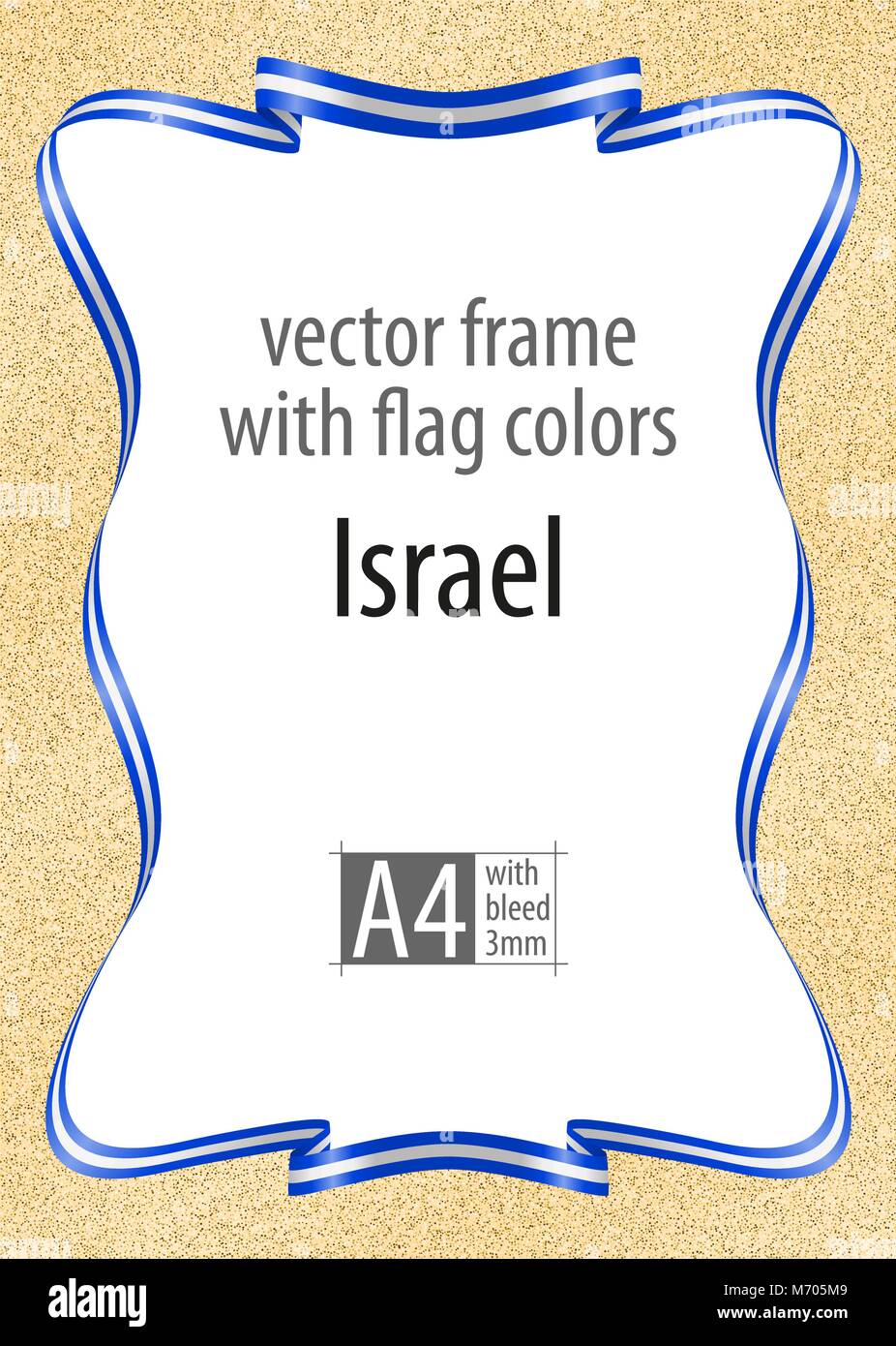 Frame and border of ribbon with the colors of the Israel flag, template ...