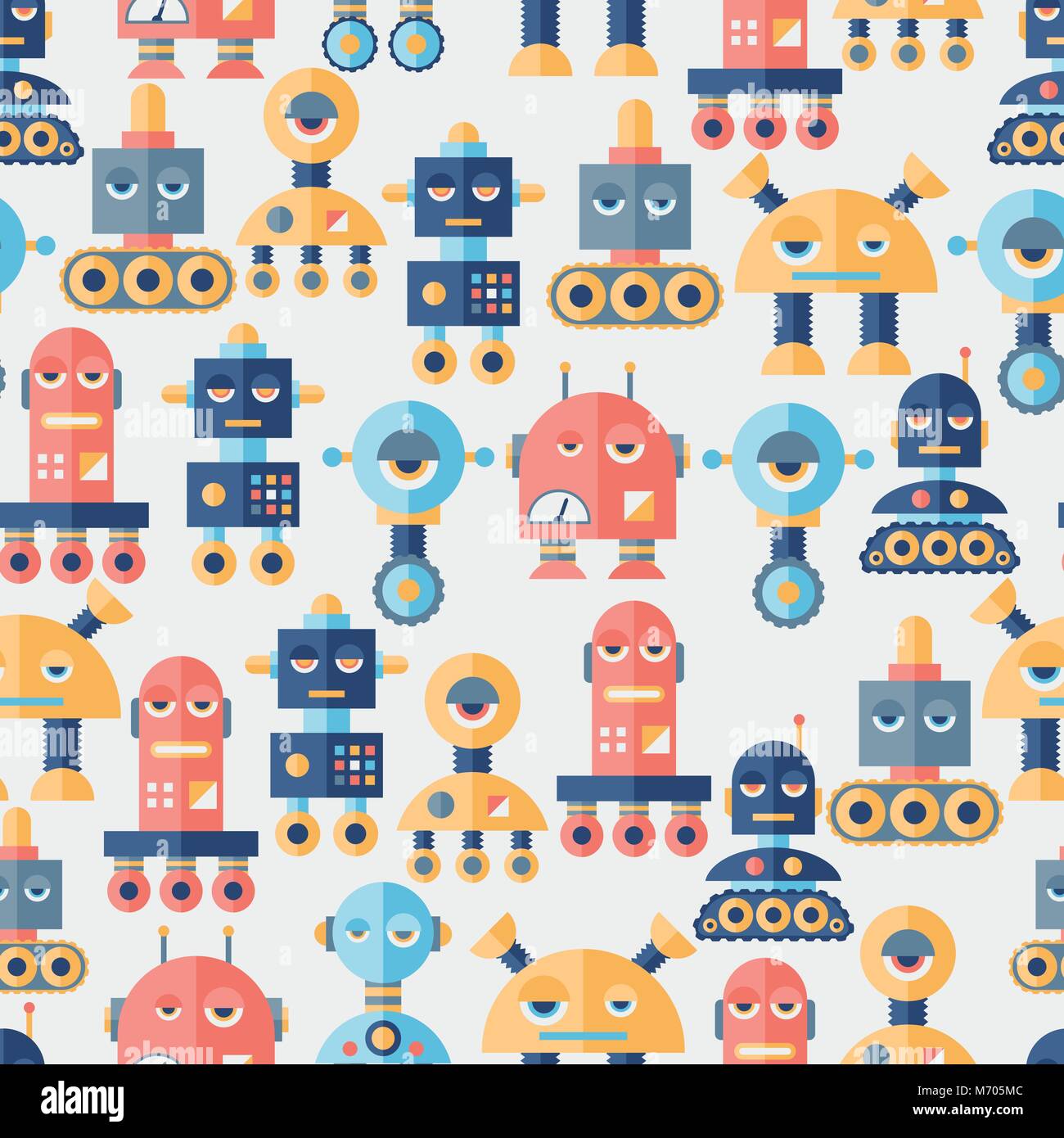 Seamless robots pattern in flat style Stock Vector Image & Art - Alamy
