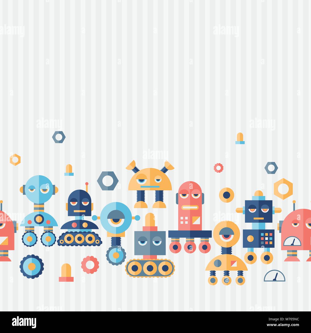 Seamless robots pattern in flat style Stock Vector Image & Art - Alamy