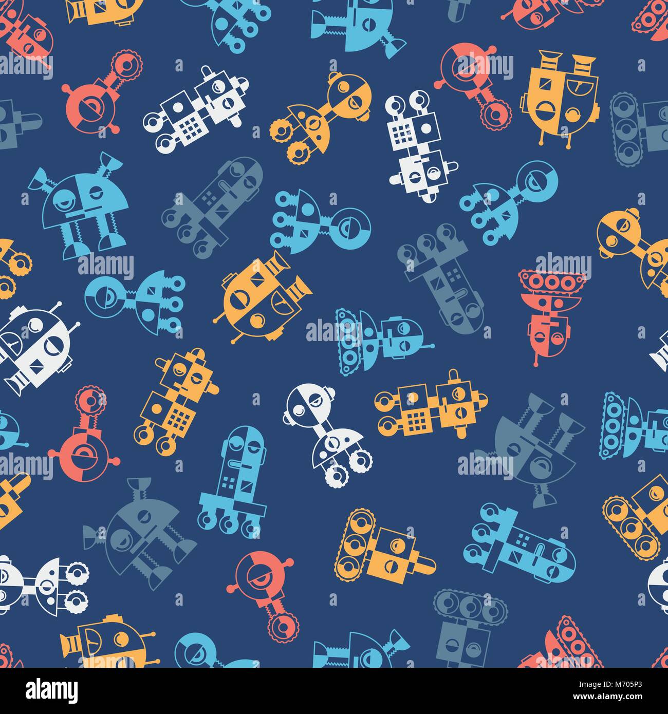 Seamless robots pattern in flat style Stock Vector Image & Art - Alamy