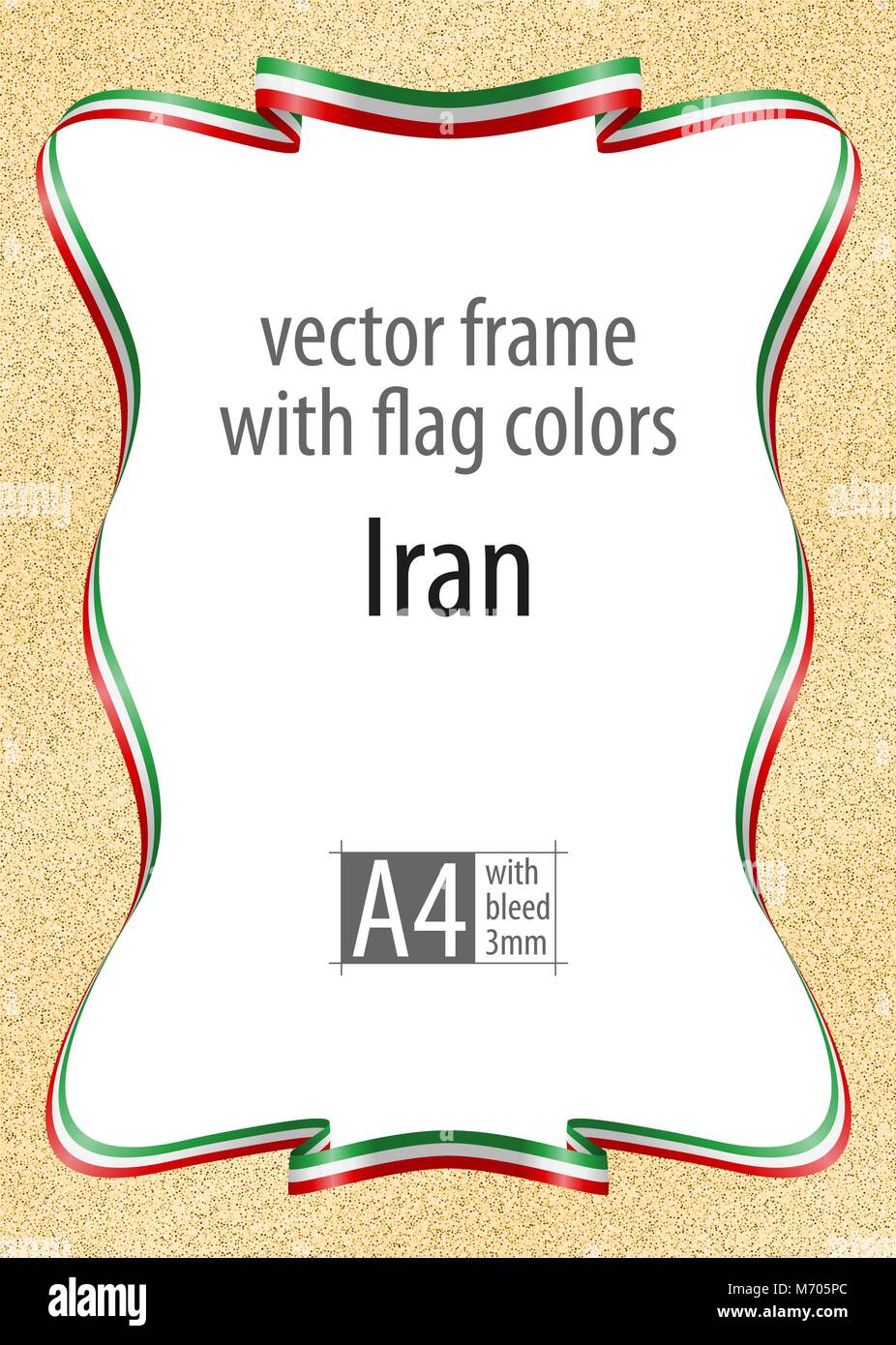 Frame and border of ribbon with the colors of the Iran flag, template ...