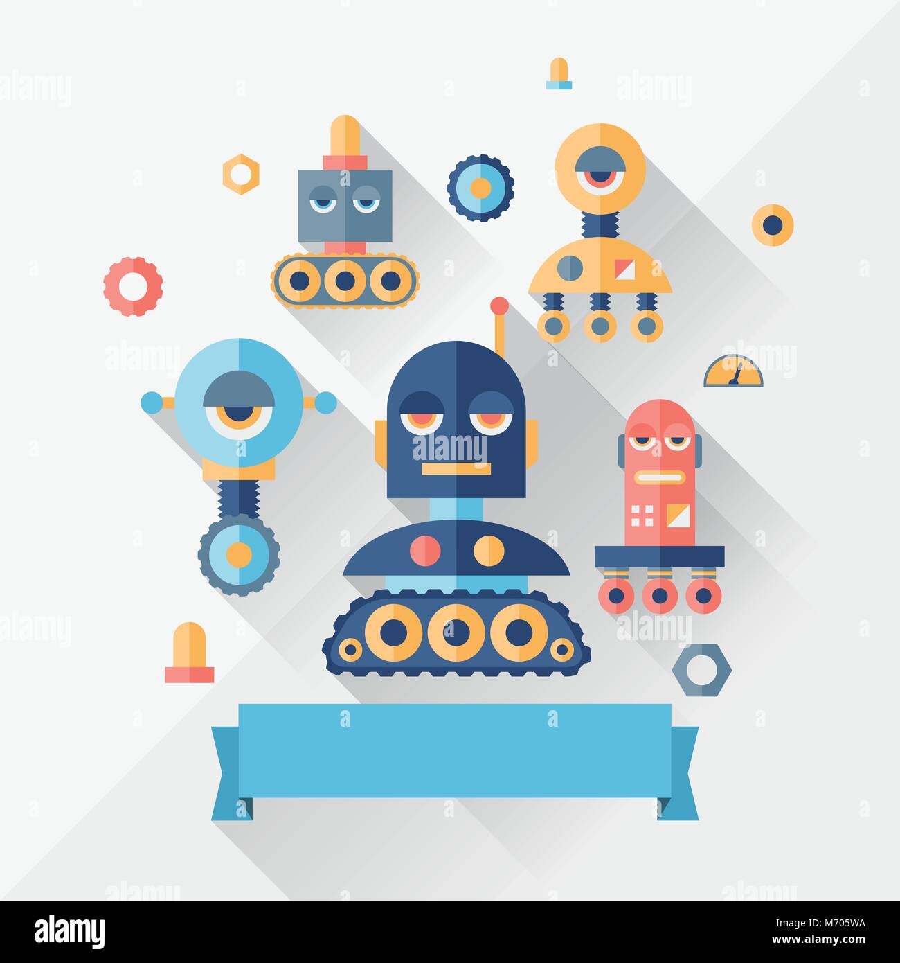 Background with robot in flat style Stock Vector Image & Art - Alamy