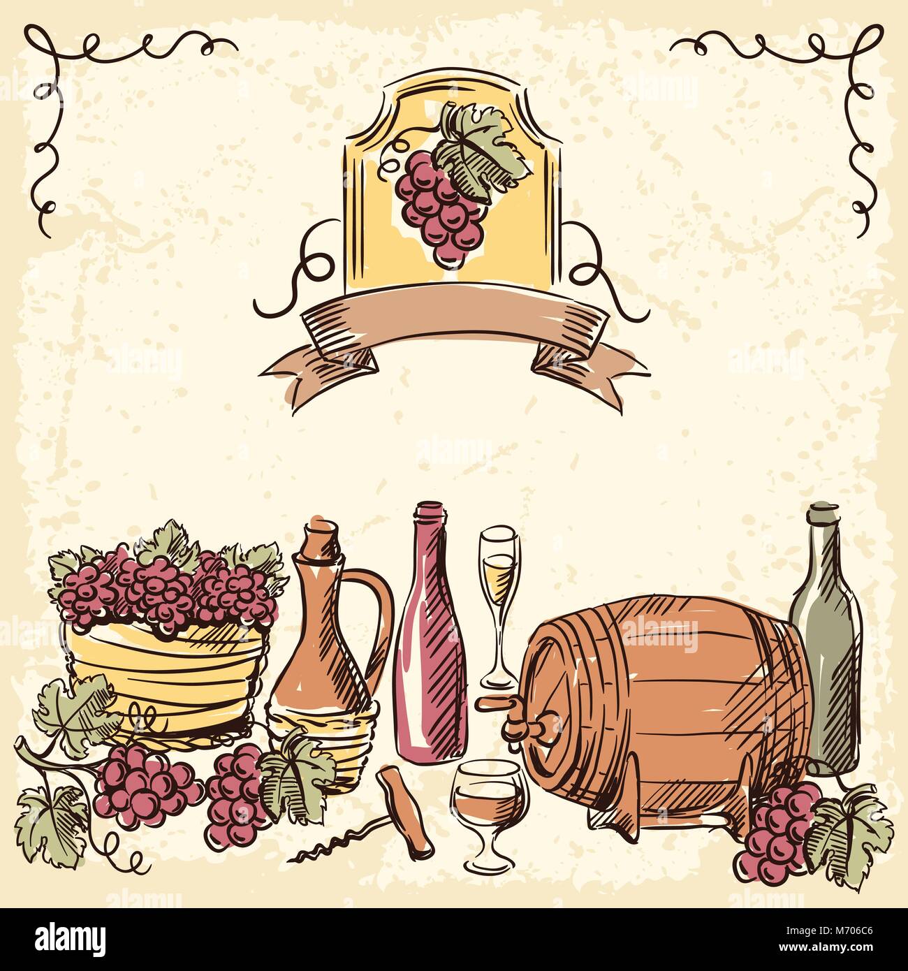 Grape hand drawn vine Stock Vector Images - Alamy