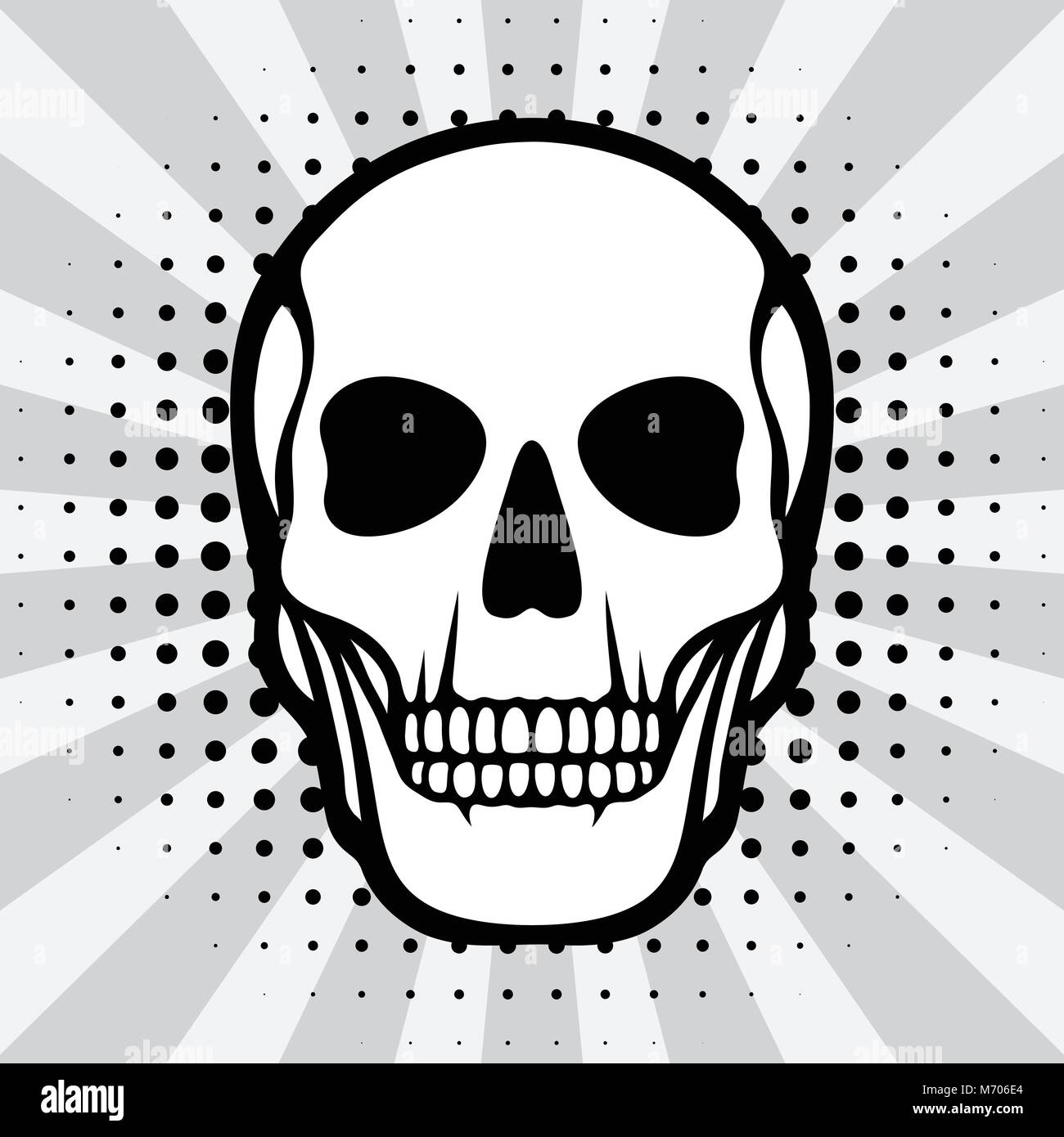 Illustration of skull on pop art background Stock Vector Image & Art ...
