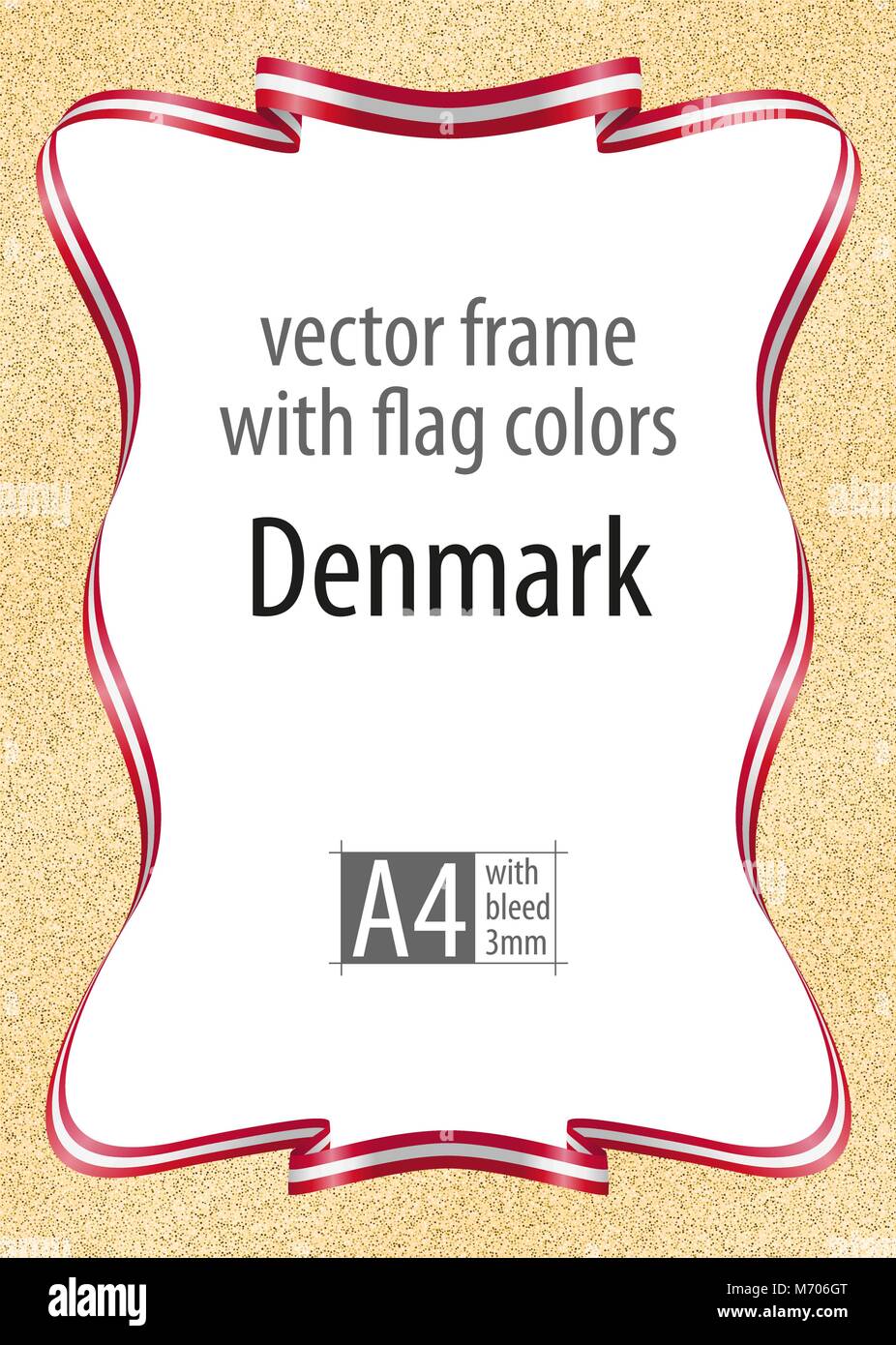 Frame and border of ribbon with the colors of the Denmark flag ...