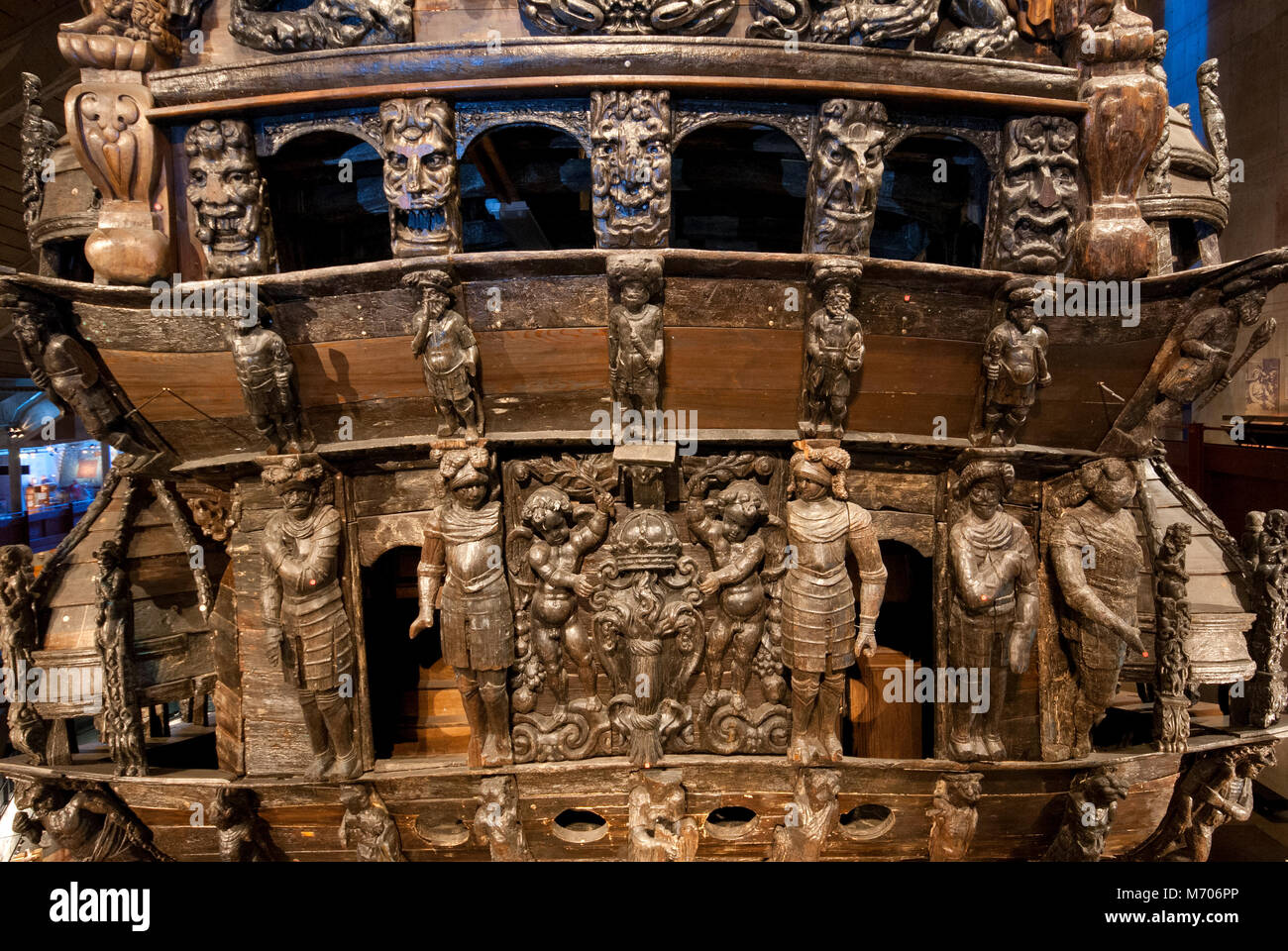 Carved ornaments in the poop of Vasa warship, Vasa Museum (Vasamuseet ...