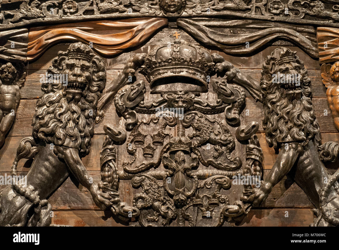 Carved ornaments in the poop of Vasa warship, Vasa Museum (Vasamuseet ...