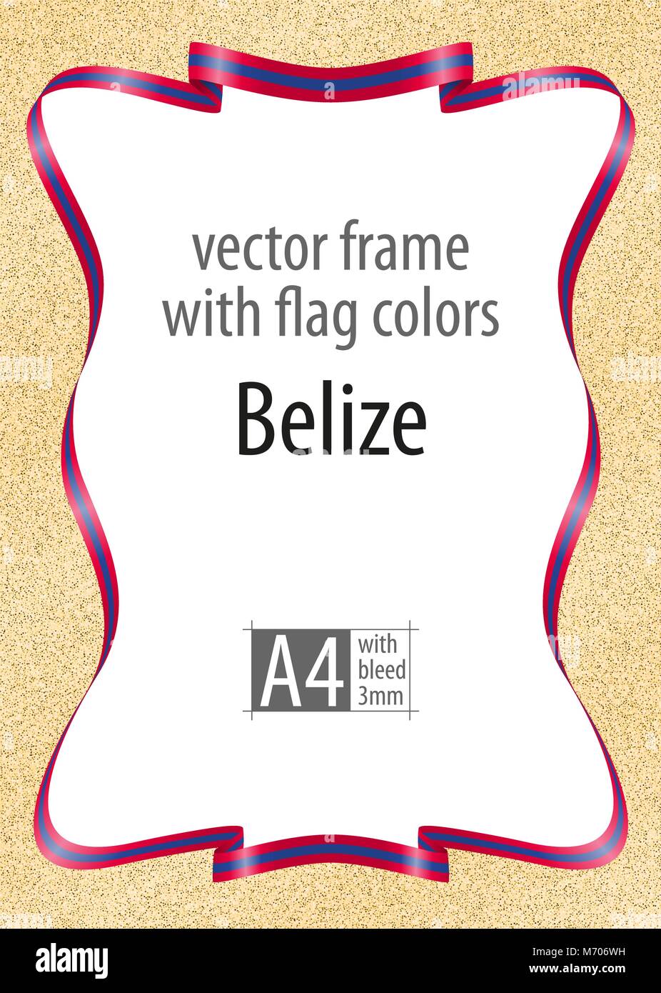 Frame and border of ribbon with the colors of the Belize flag, template ...
