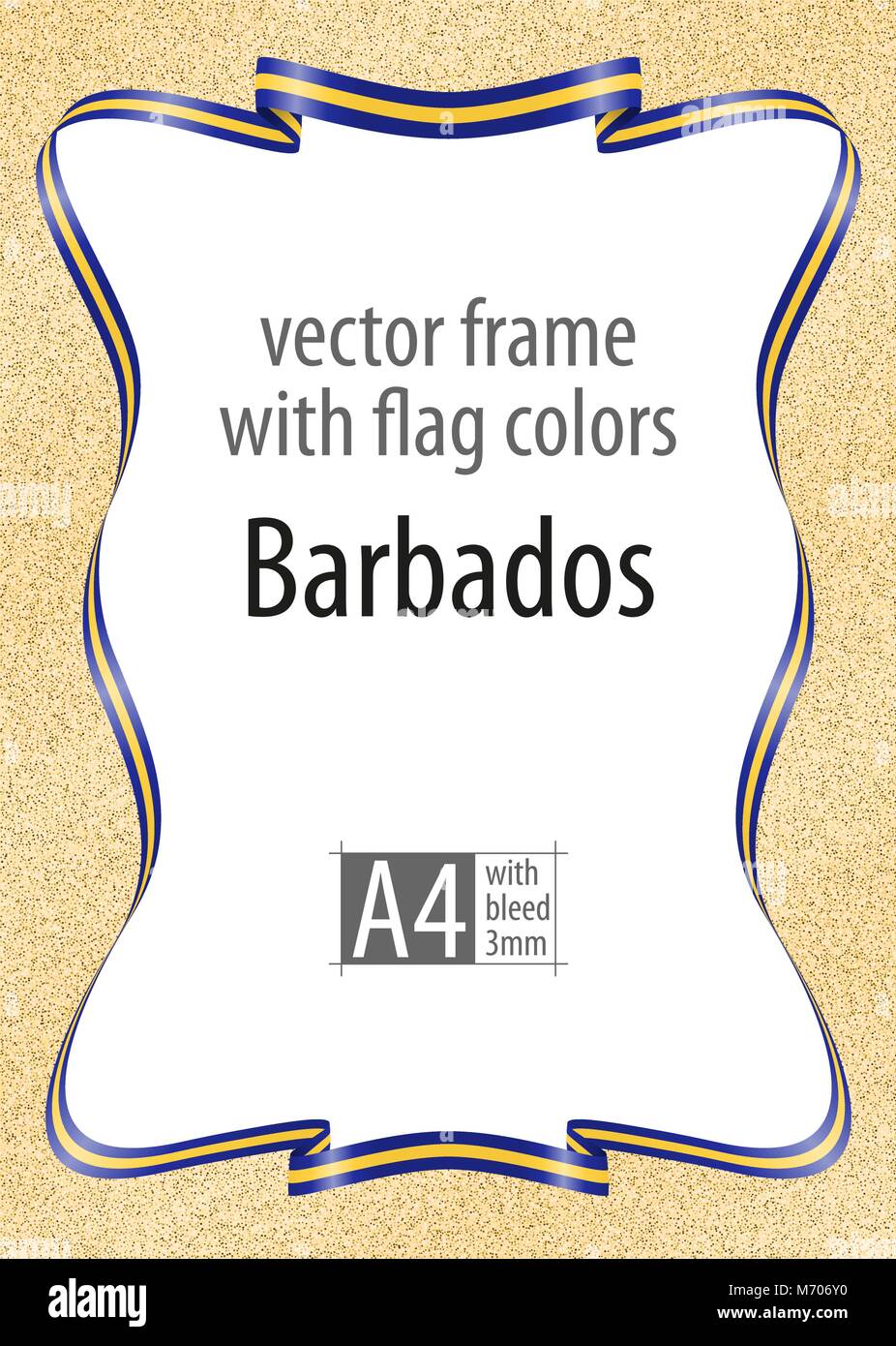 Frame and border of ribbon with the colors of the Barbados flag ...