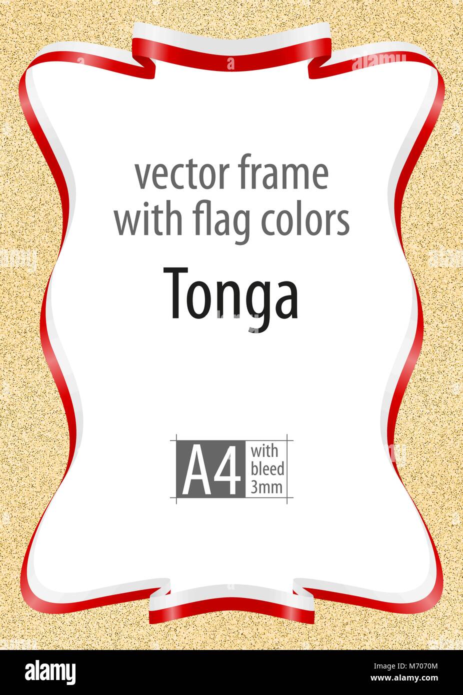 Frame and border of ribbon with the colors of the Tonga flag, template ...