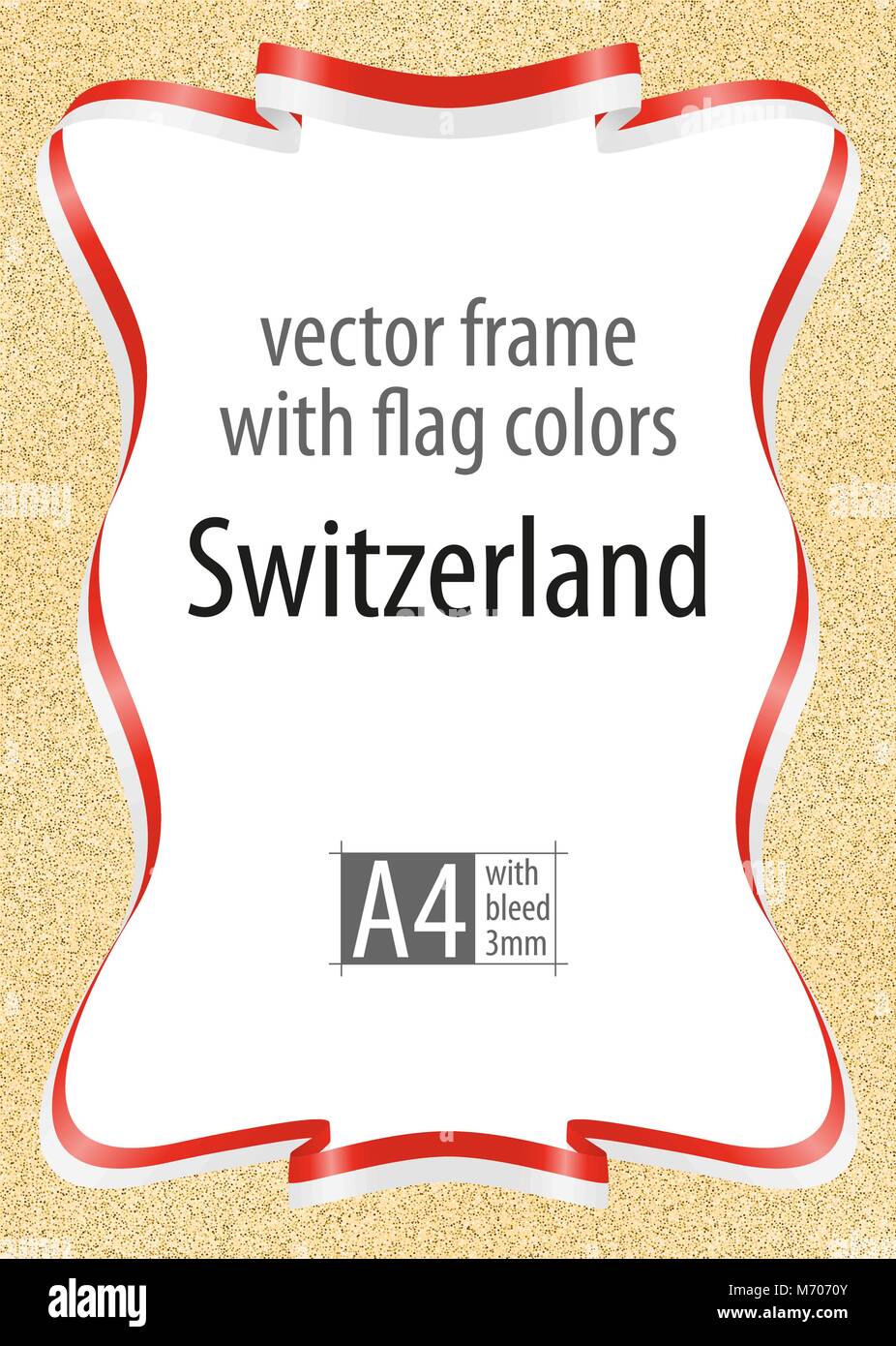 Frame and border of ribbon with the colors of the Switzerlandflag ...