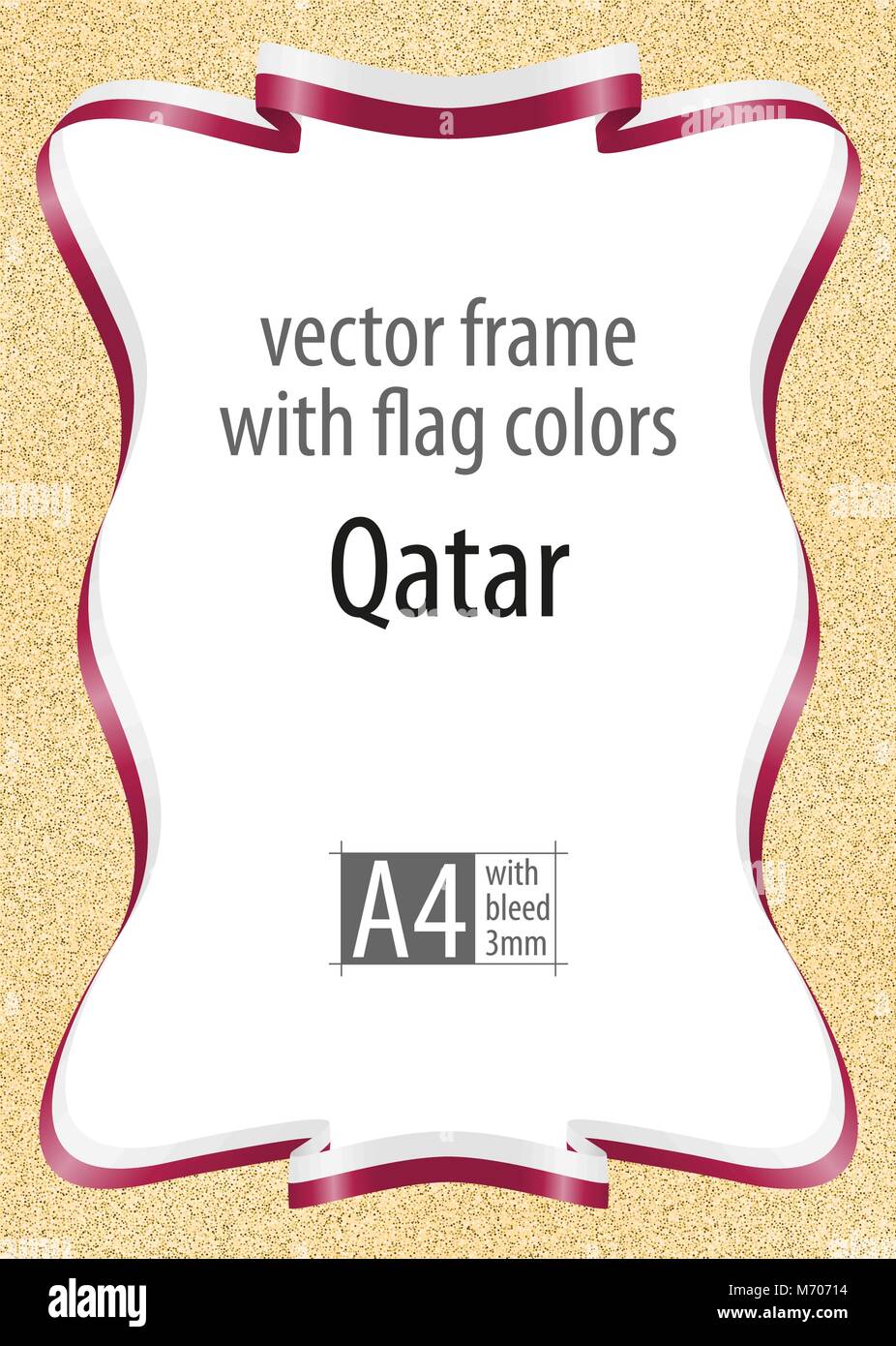 Frame and border of ribbon with the colors of the Qatar flag, template ...