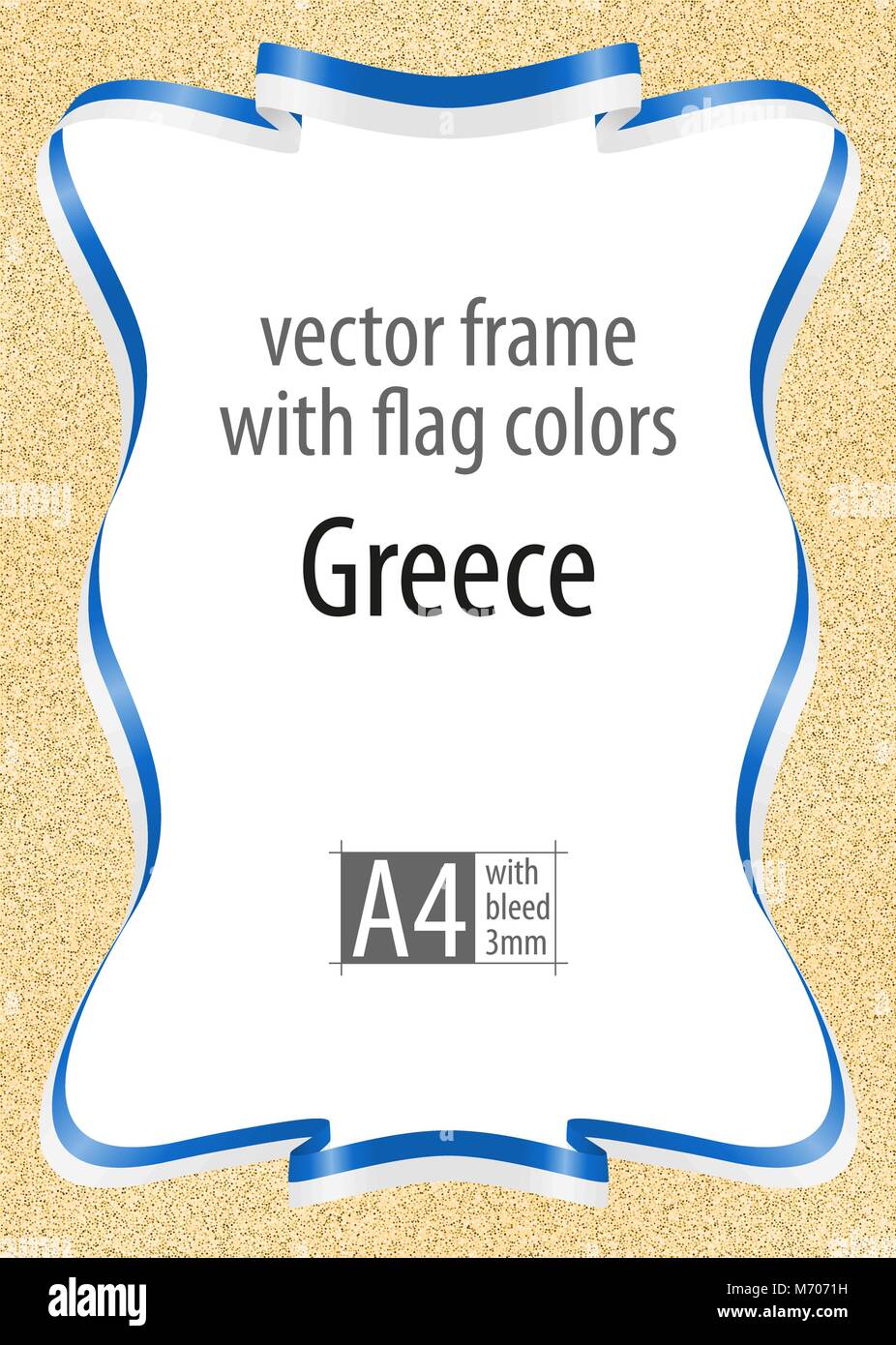 Frame and border of ribbon with the colors of the Greece flag, template ...