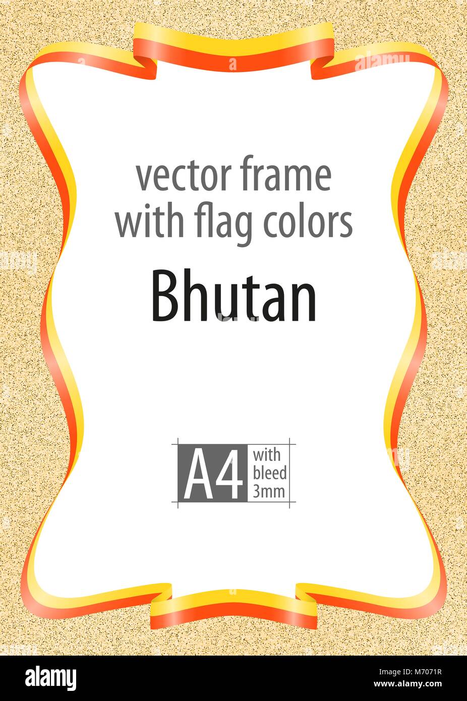 Frame and border of ribbon with the colors of the Bhutan flag, template ...