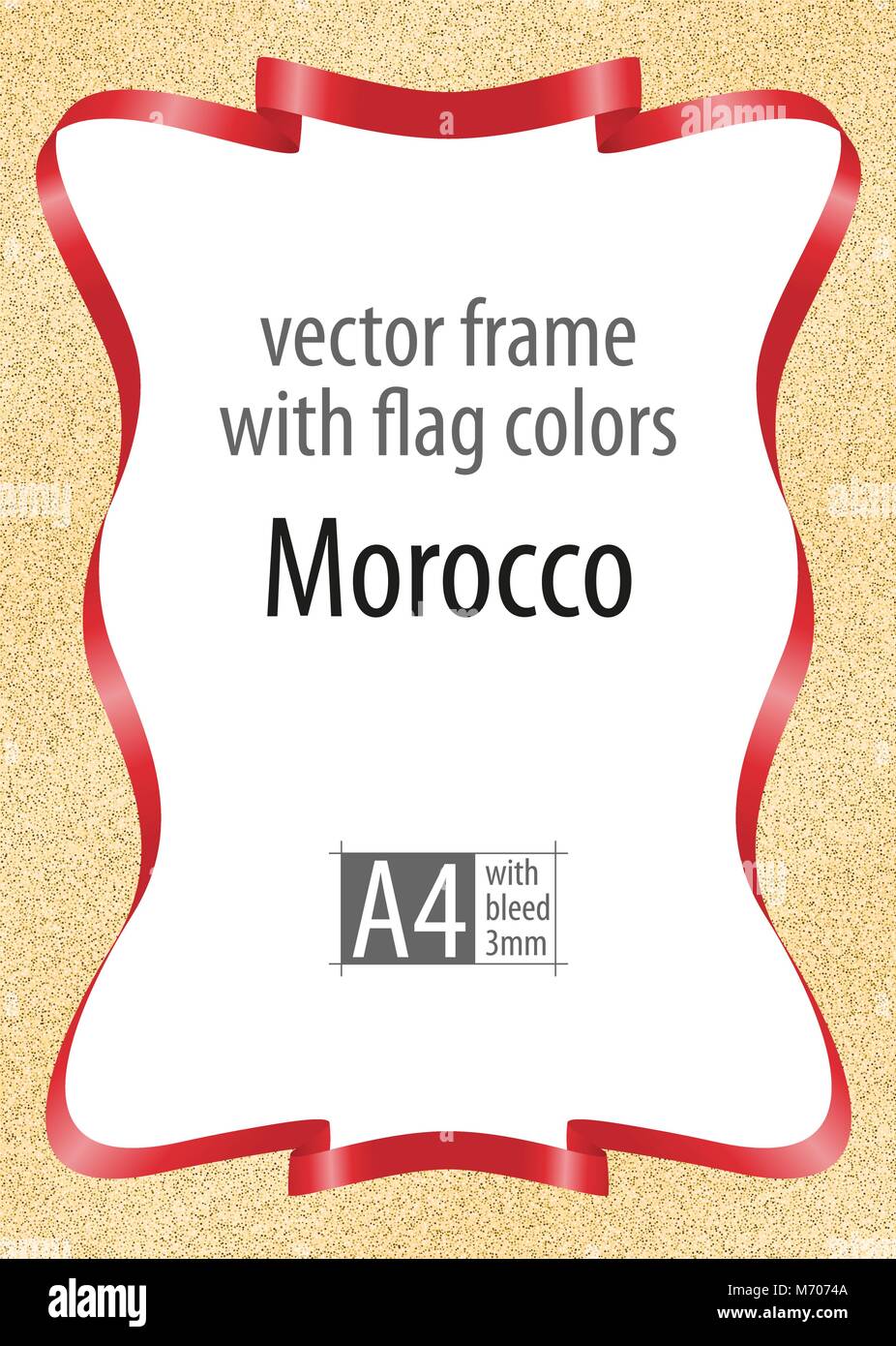 Frame and border of ribbon with the colors of the Morocco flag ...