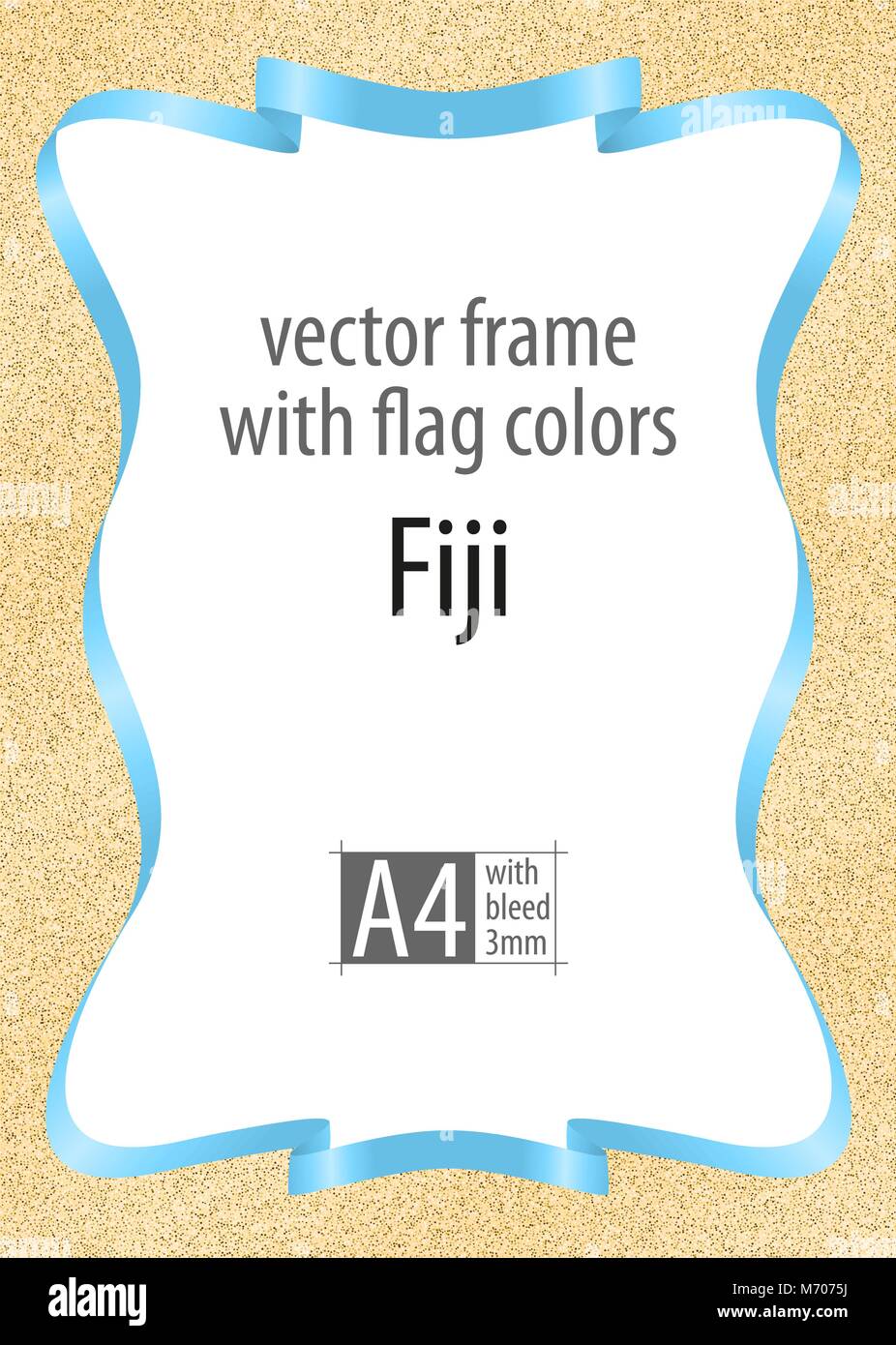 Frame and border of ribbon with the colors of the Fiji flag, template ...