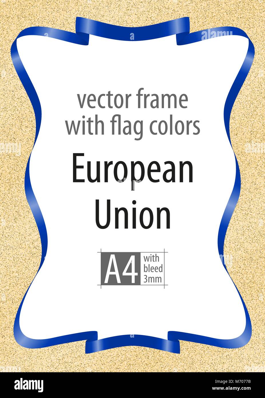 Frame and border of ribbon with the colors of the European Union flag ...