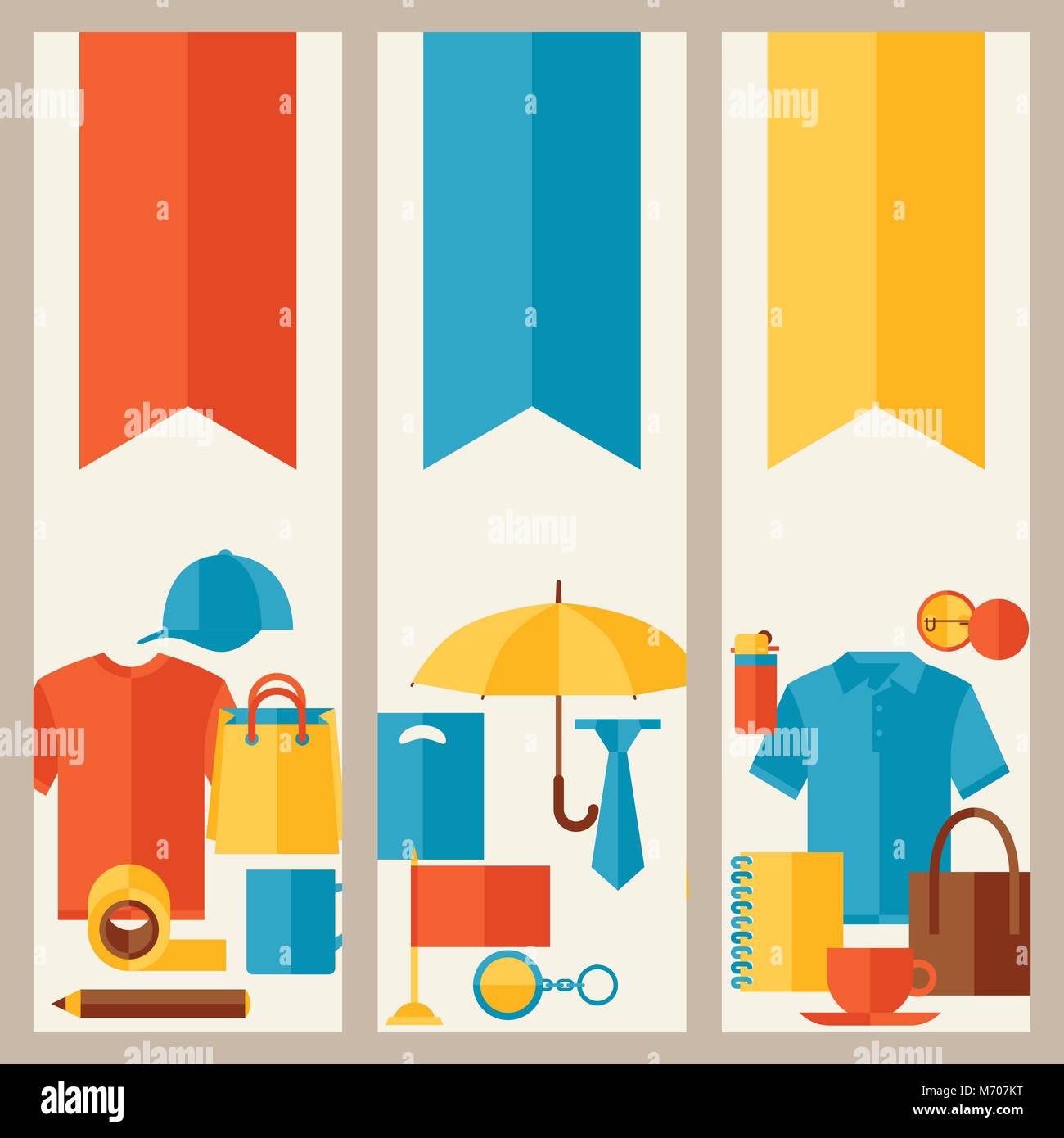 Vertical banners with promotional gifts and souvenirs Stock Vector ...