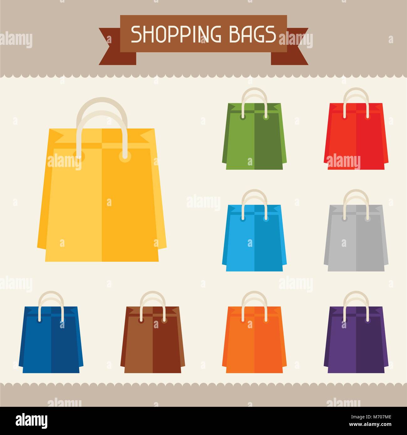 Shopping bags colored templates for your design in flat style Stock ...