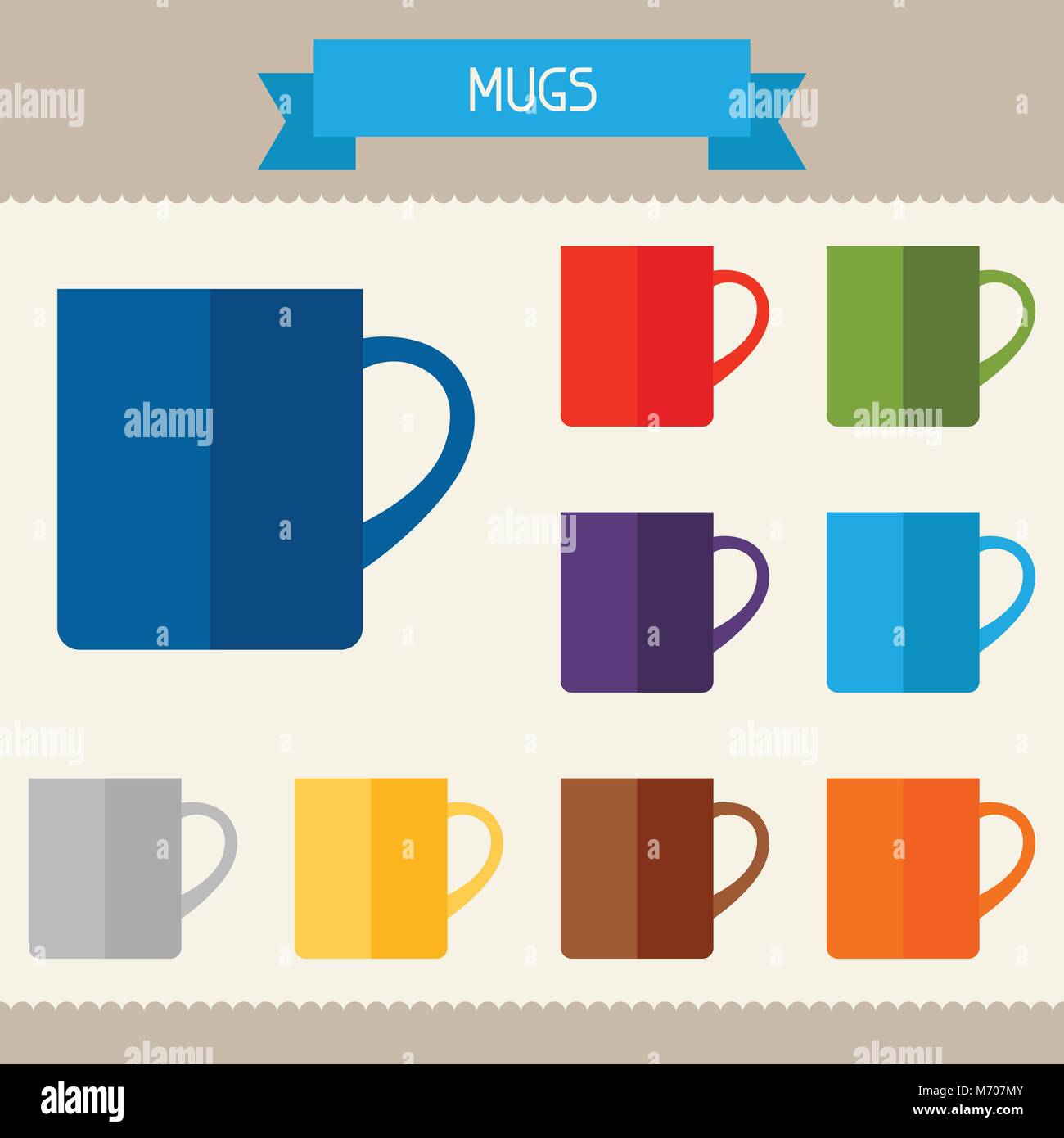 Mugs colored templates for your design in flat style Stock Vector Image ...