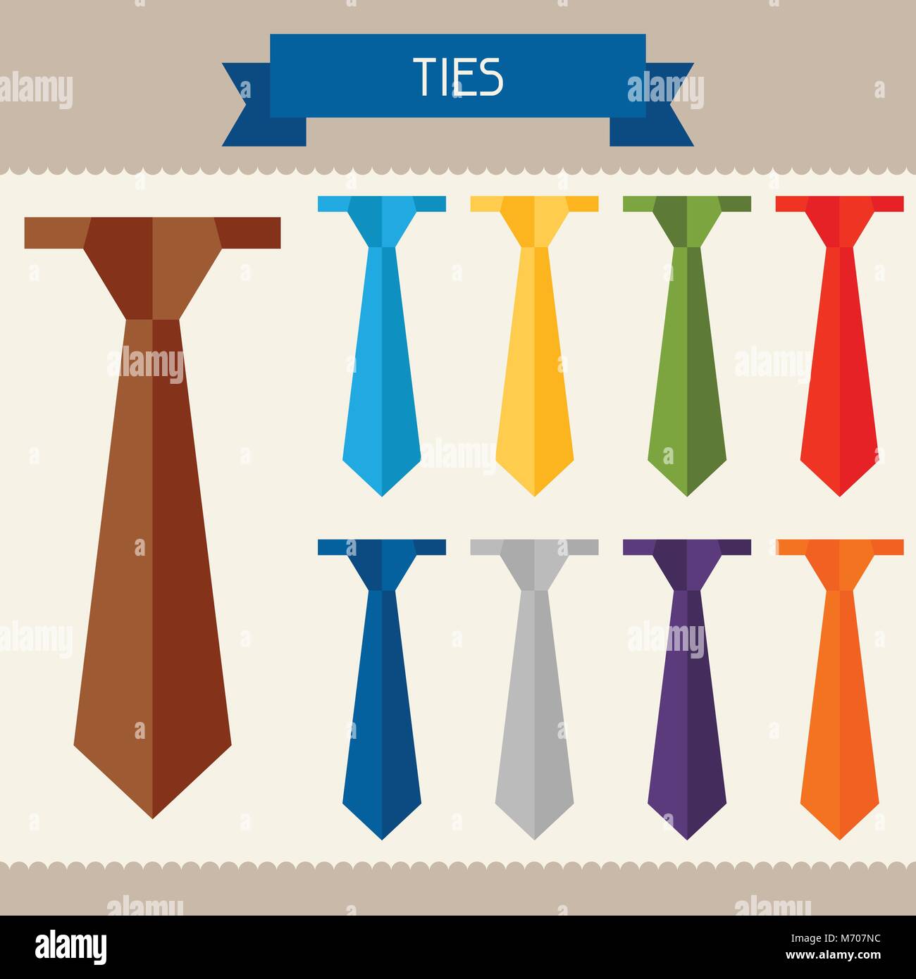 Ties colored templates for your design in flat style Stock Vector Image ...