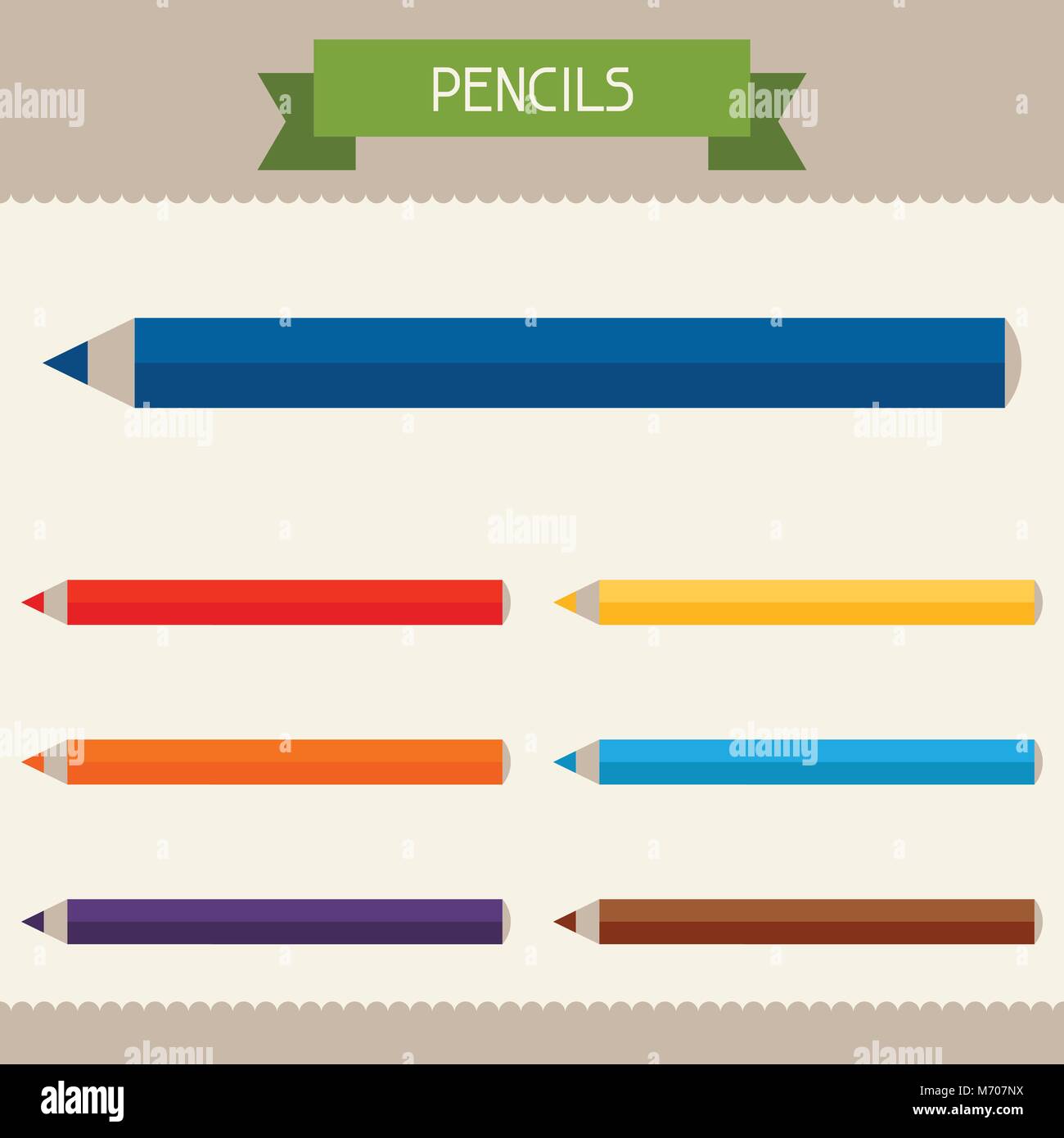 Pencils colored templates for your design in flat style Stock Vector ...