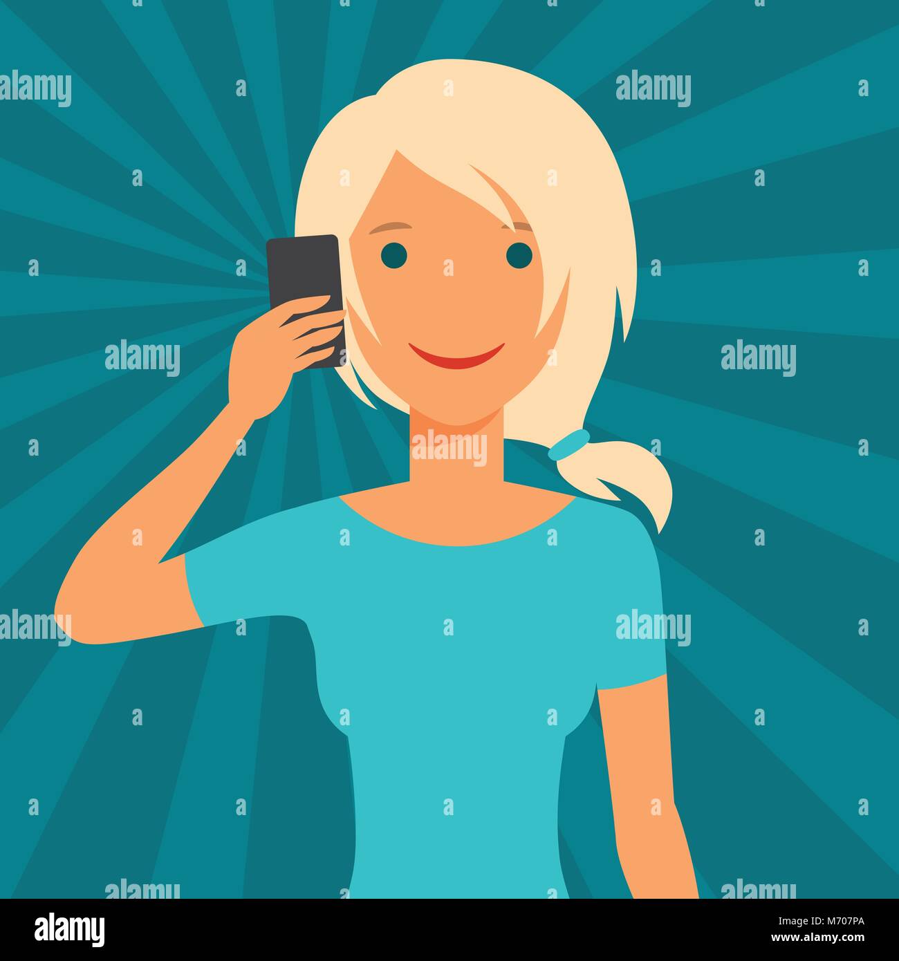 Illustration of young cute girl calling by phone Stock Vector Image ...