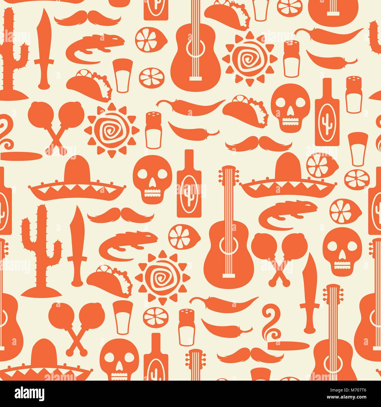 Mexican seamless pattern with icons in native style Stock Vector Image ...