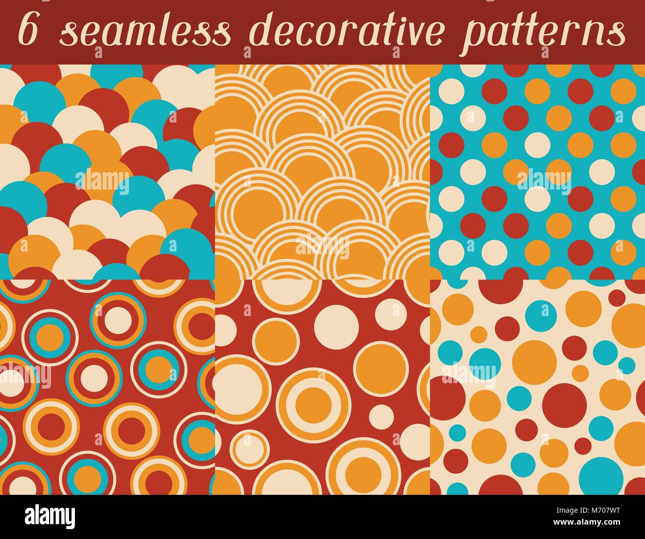 Set of colored retro circle seamless pattern Stock Vector Image & Art ...