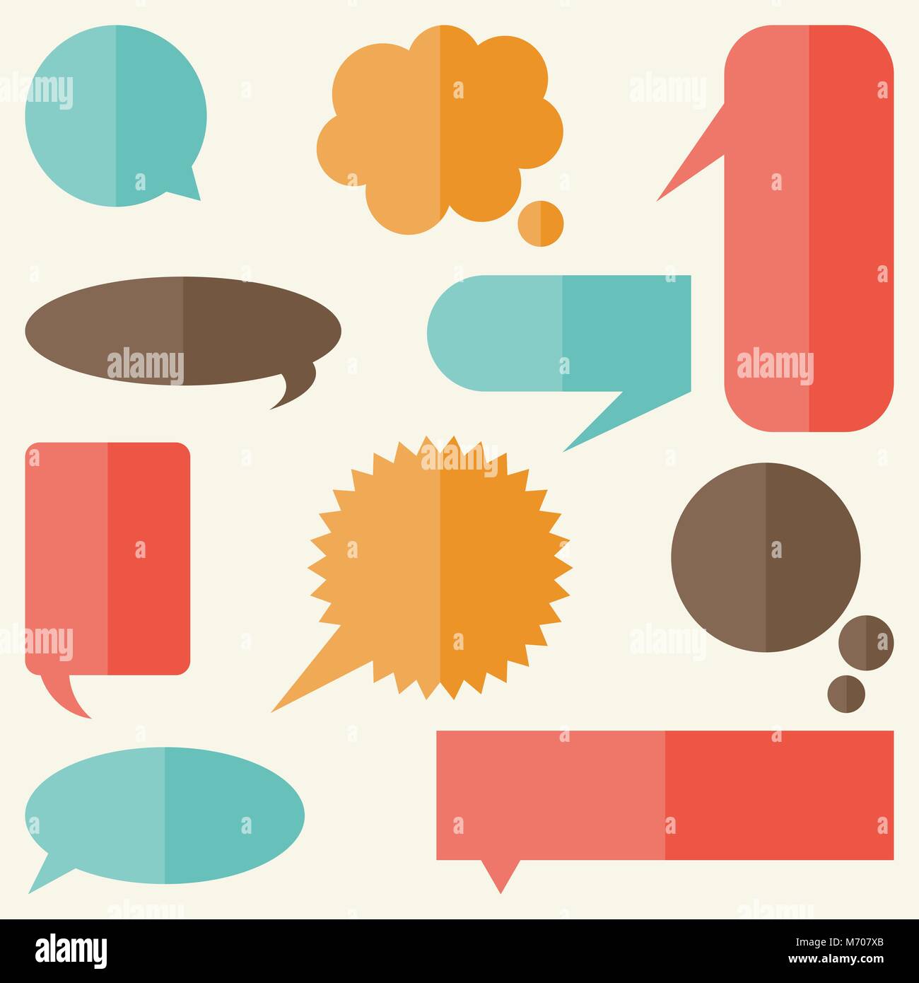 Set of speech bubbles and banners in flat design style Stock Vector ...