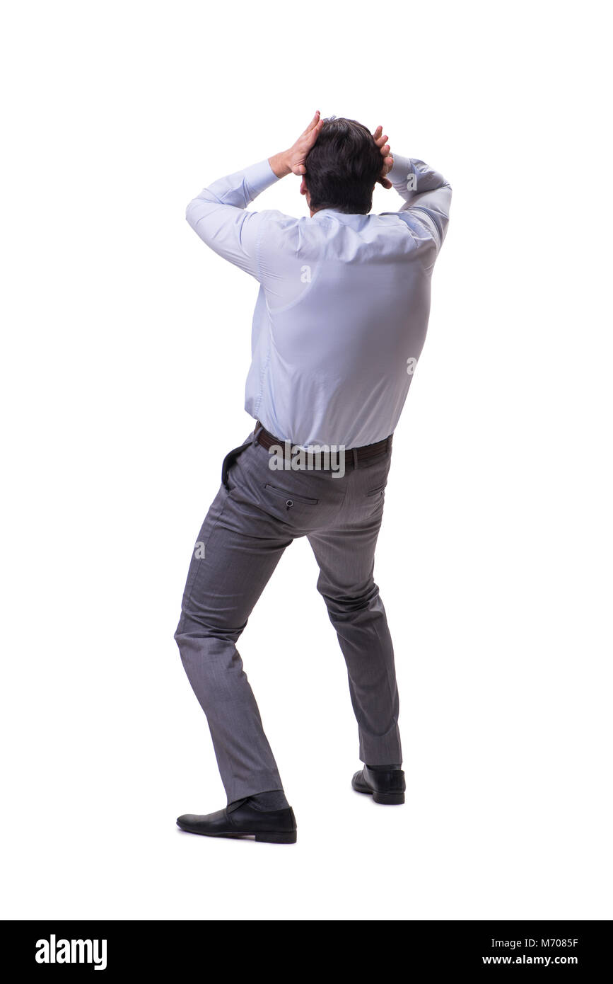 Businessman isolated on the white background Stock Photo - Alamy