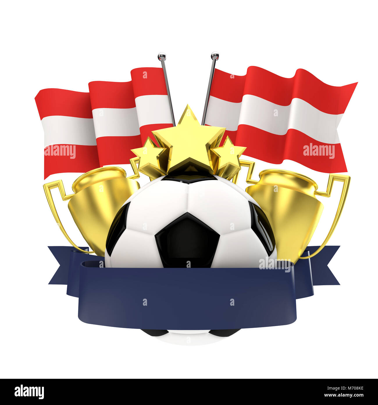 Austria flag football winners emblem with trophy, stars, ball and ...