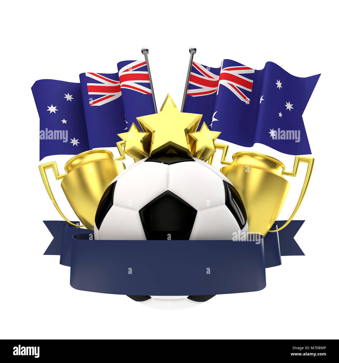 Australia flag football winners emblem with trophy, stars, ball and ...