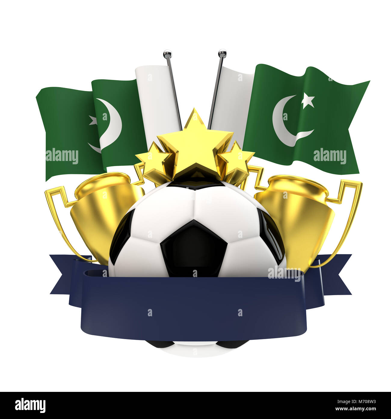 Pakistan flag football winners emblem with trophy, stars, ball and ...