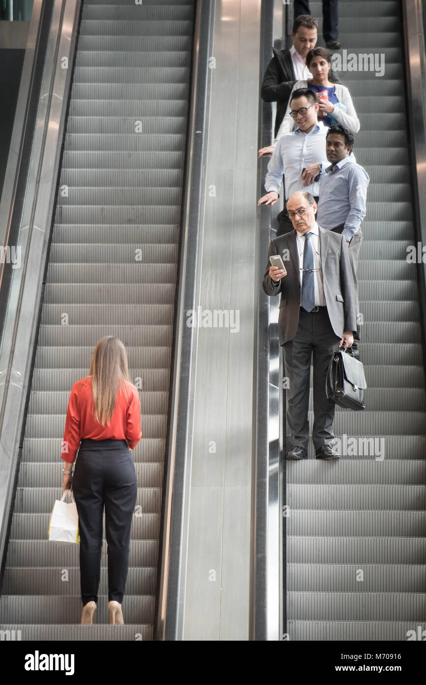 Staff at HSBC's UK headquarters in Canary Wharf, east London. PRESS ...