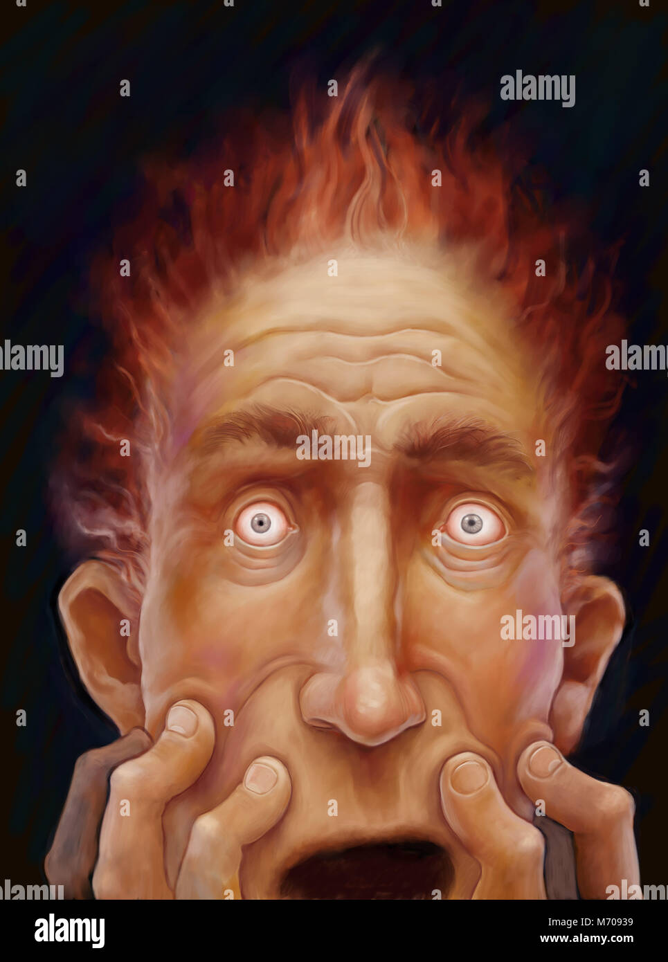 Face hand worry shock frightened hi-res stock photography and images ...