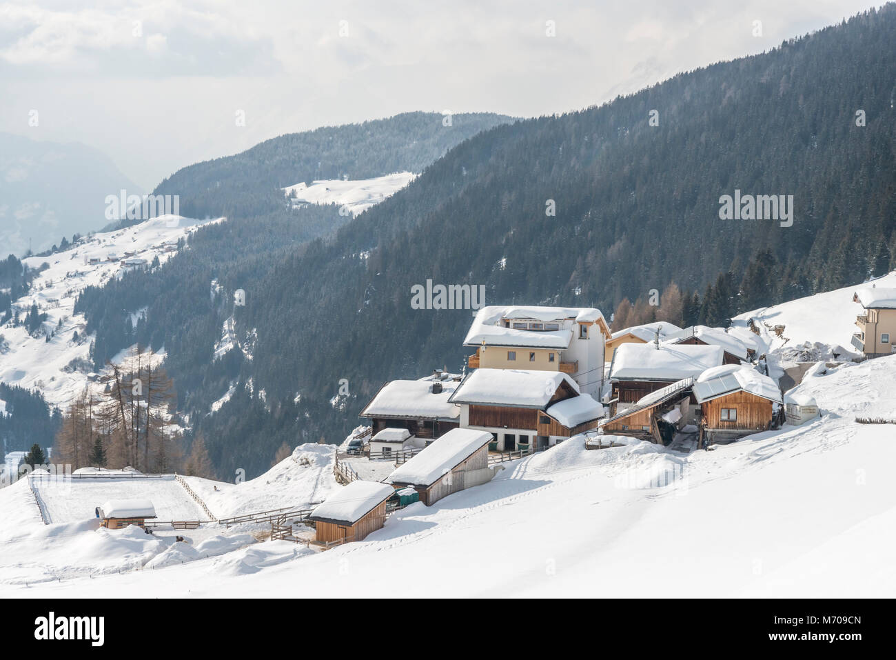 Winter snow scenes in the mountains of the Sellrain Alps in the ...