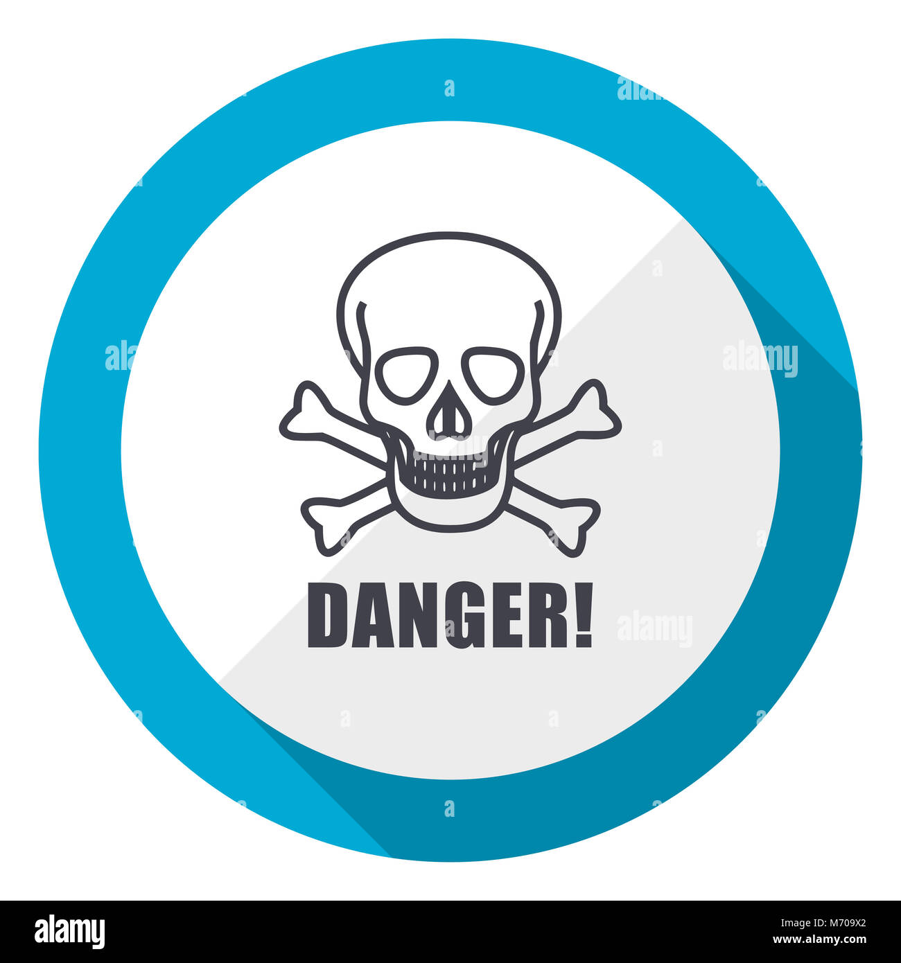 Danger skull blue flat design web icon Stock Photo - Alamy