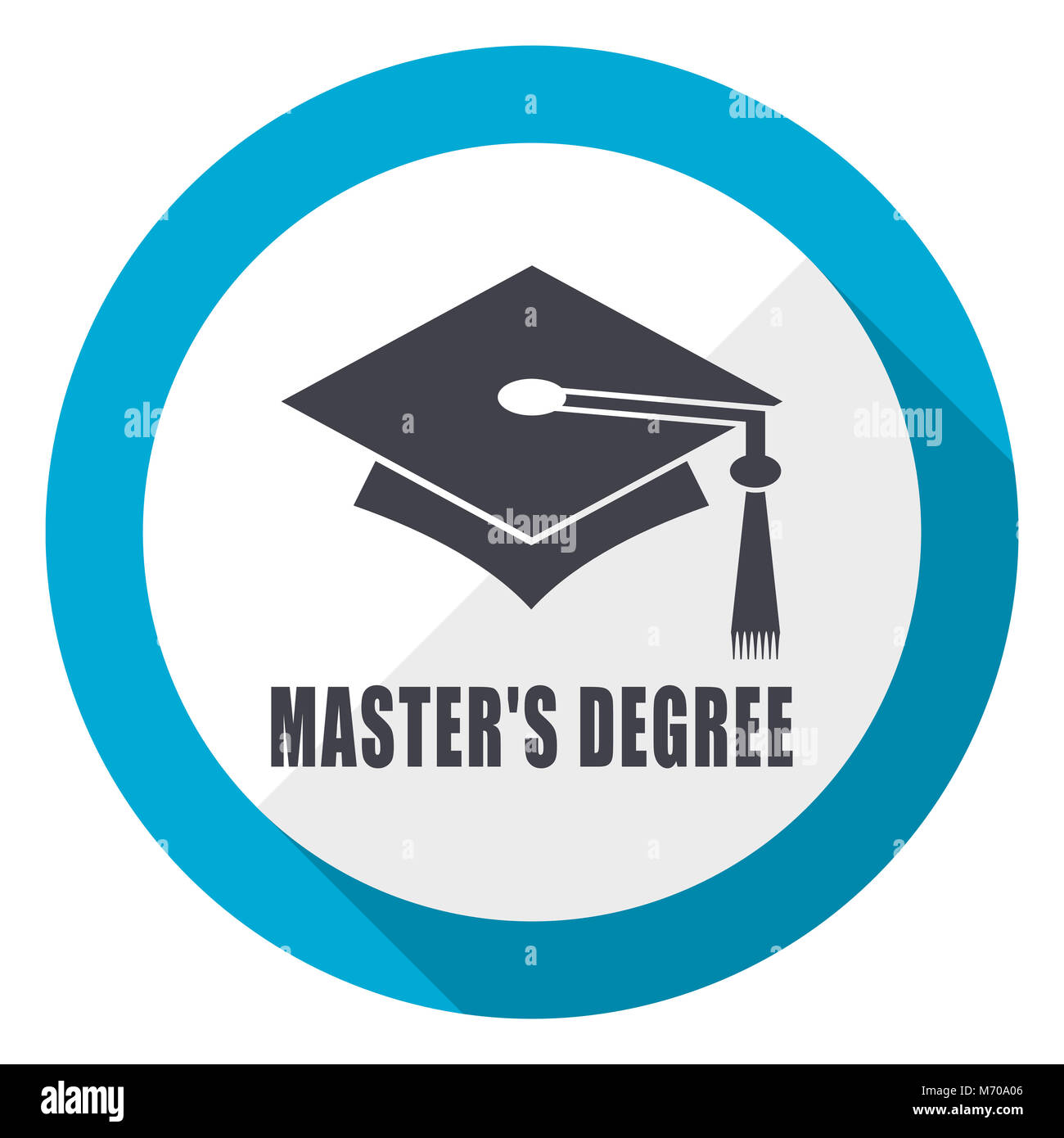 Masters degree blue flat design web icon Stock Photo - Alamy