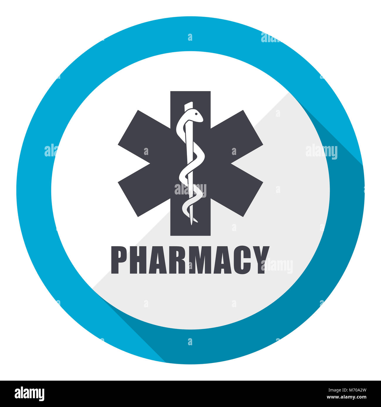 Pharmacy blue flat design web icon Stock Photo - Alamy