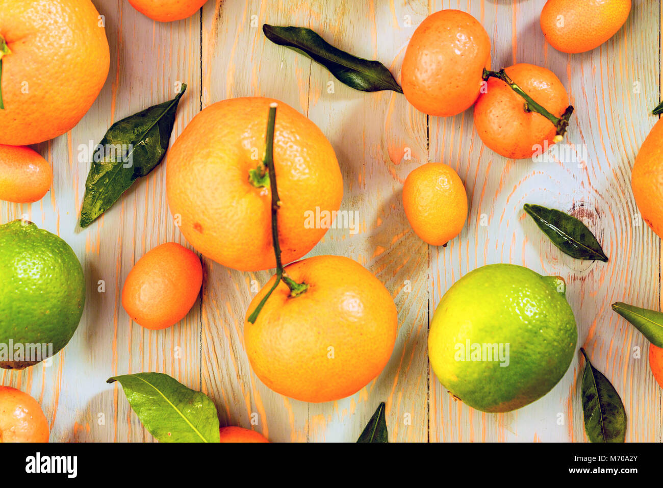 Close-up of various citrus fruits. Top view Stock Photo - Alamy
